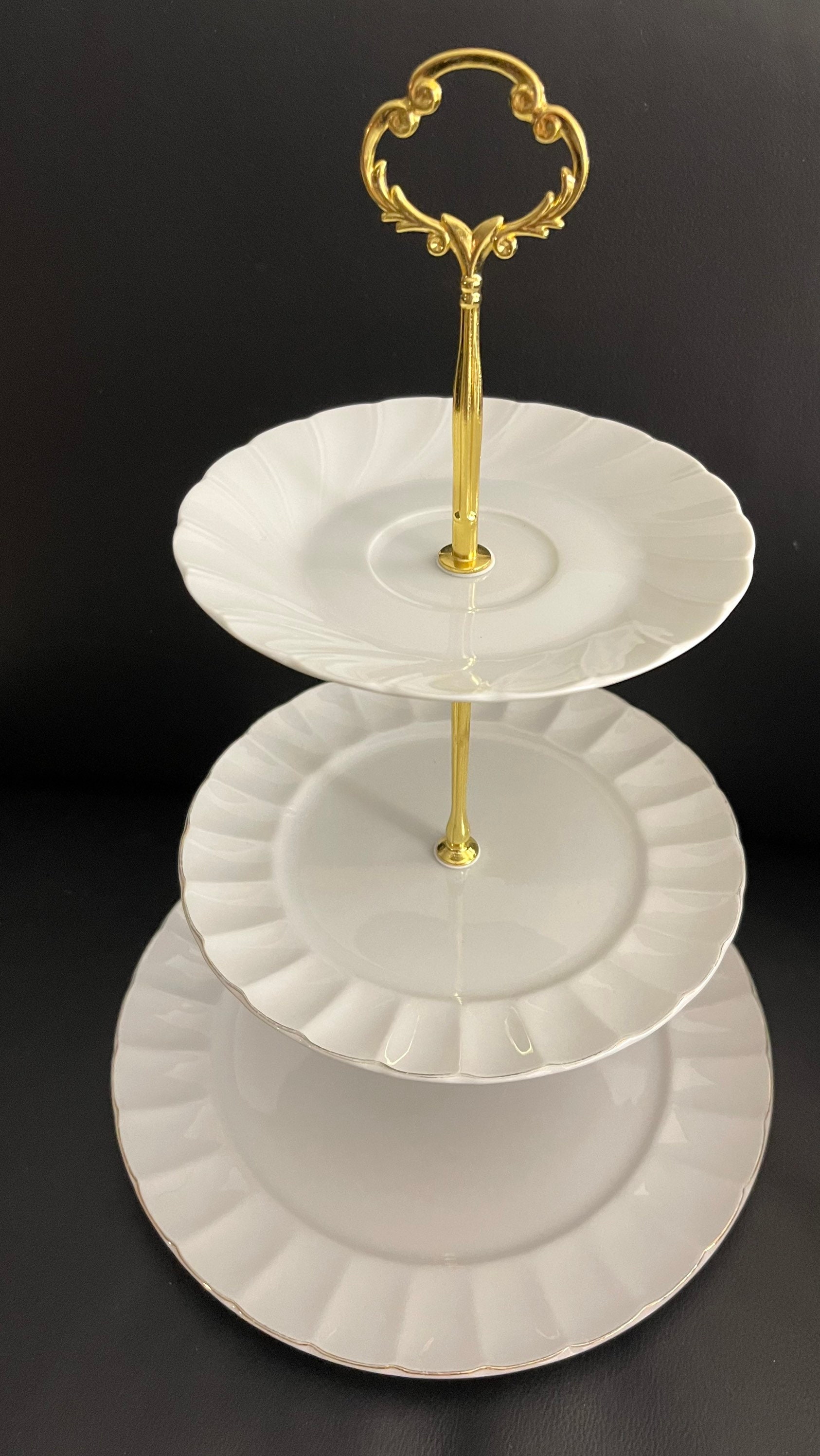 Gibson White and Gold 3-tiered Cake Stand Vintage Plates Made - Etsy