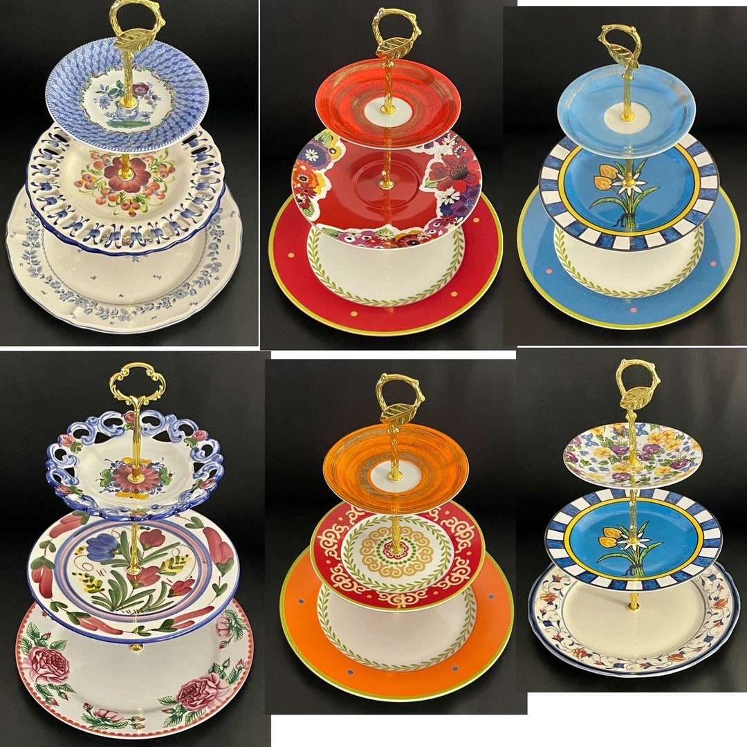 Limited Edition of Colourful Large 3-tiered Cake Stands Hand - Etsy UK