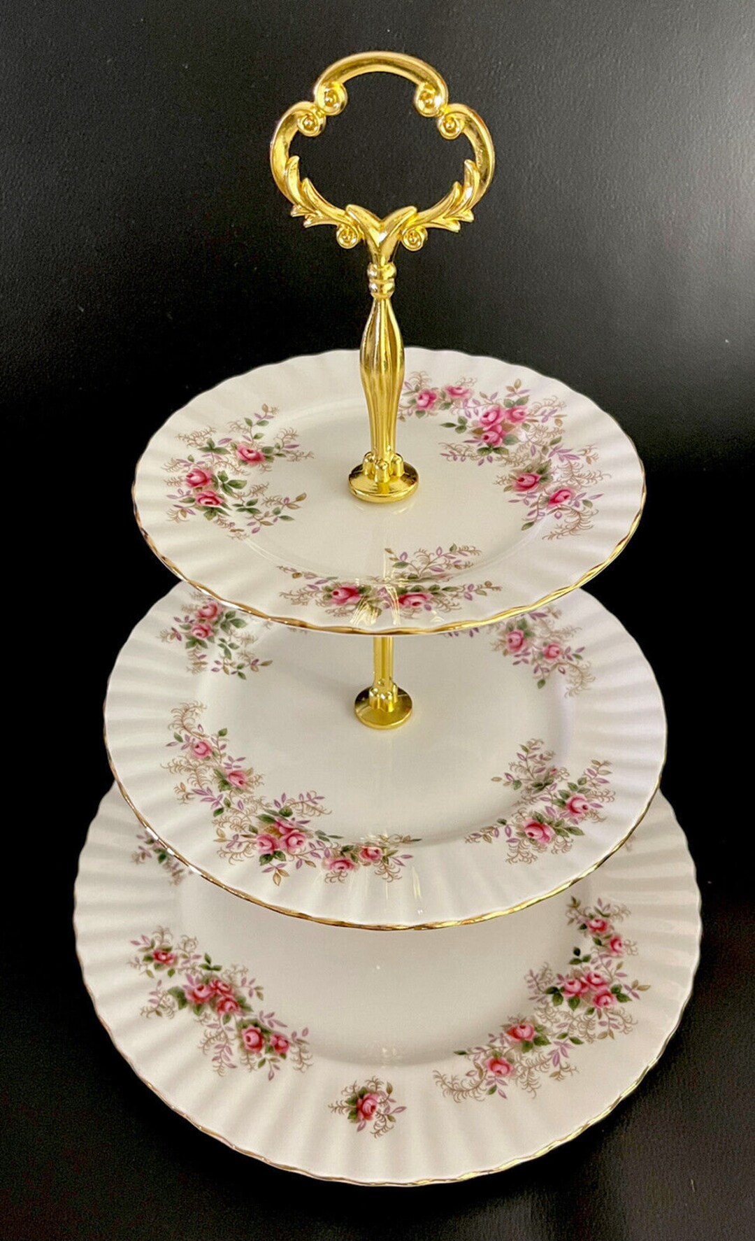 Royal Albert Lavender Rose 3-tiered Cake Stand, England, Mint Condition ...