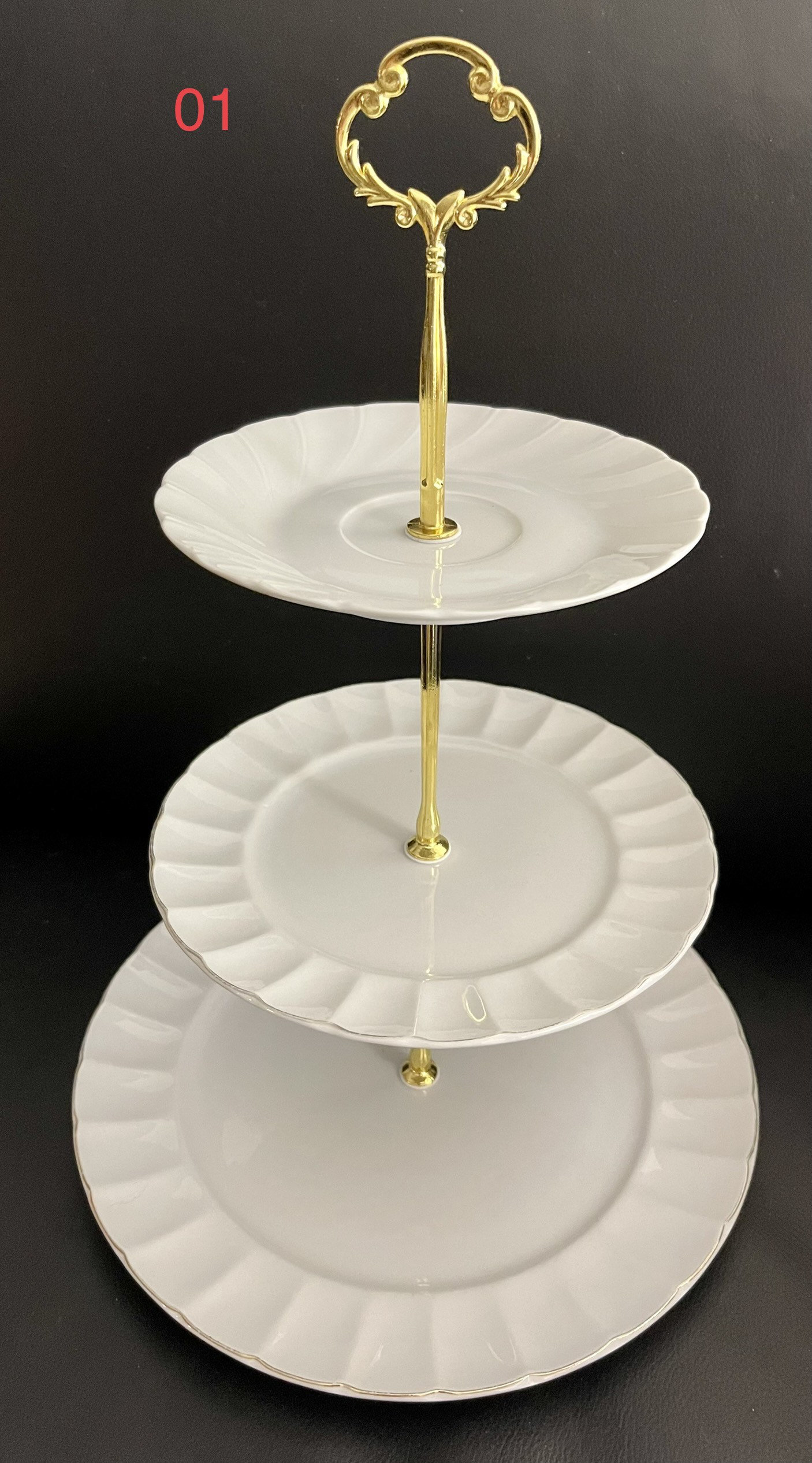 Gibson White and Gold 3-tiered Cake Stand Vintage Plates Made - Etsy