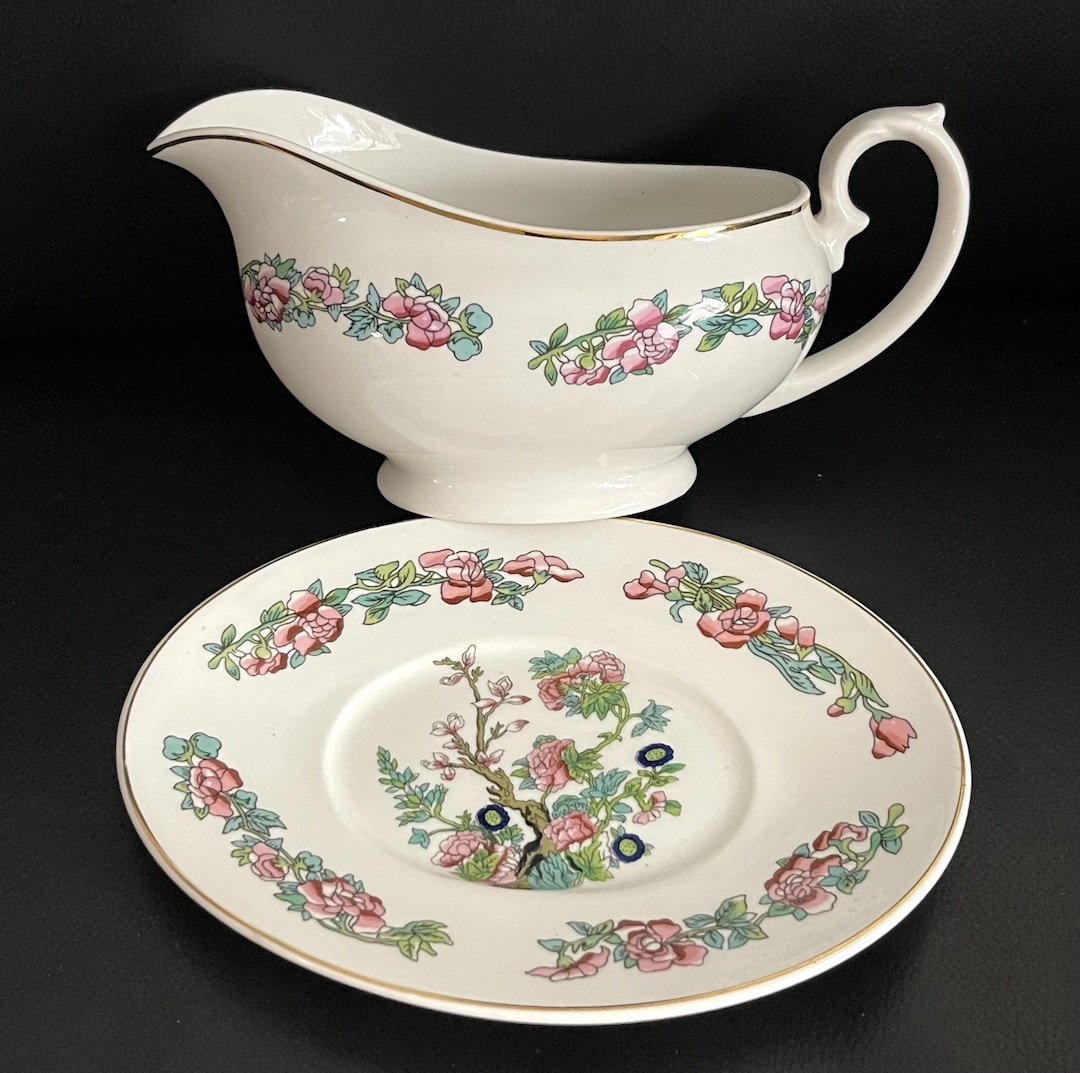 Mayfair Staffordshire Indian Tree Fine Bone China Gravy Boat & Saucer ...