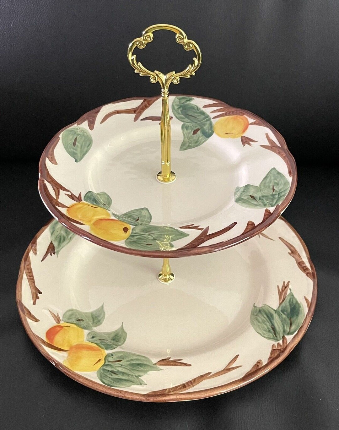 Franciscan Hand Decorated Peach Tree 2 Tiered Cake Stand, Staffordshire ...