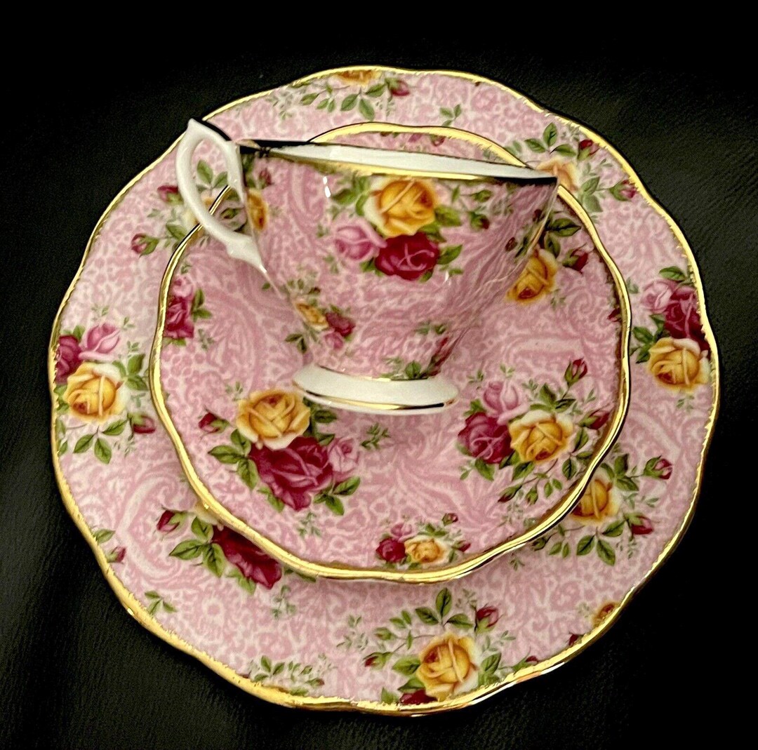 Royal Albert Old Country Roses Dusky Pink Lace Tea Cup Saucer Plate ...