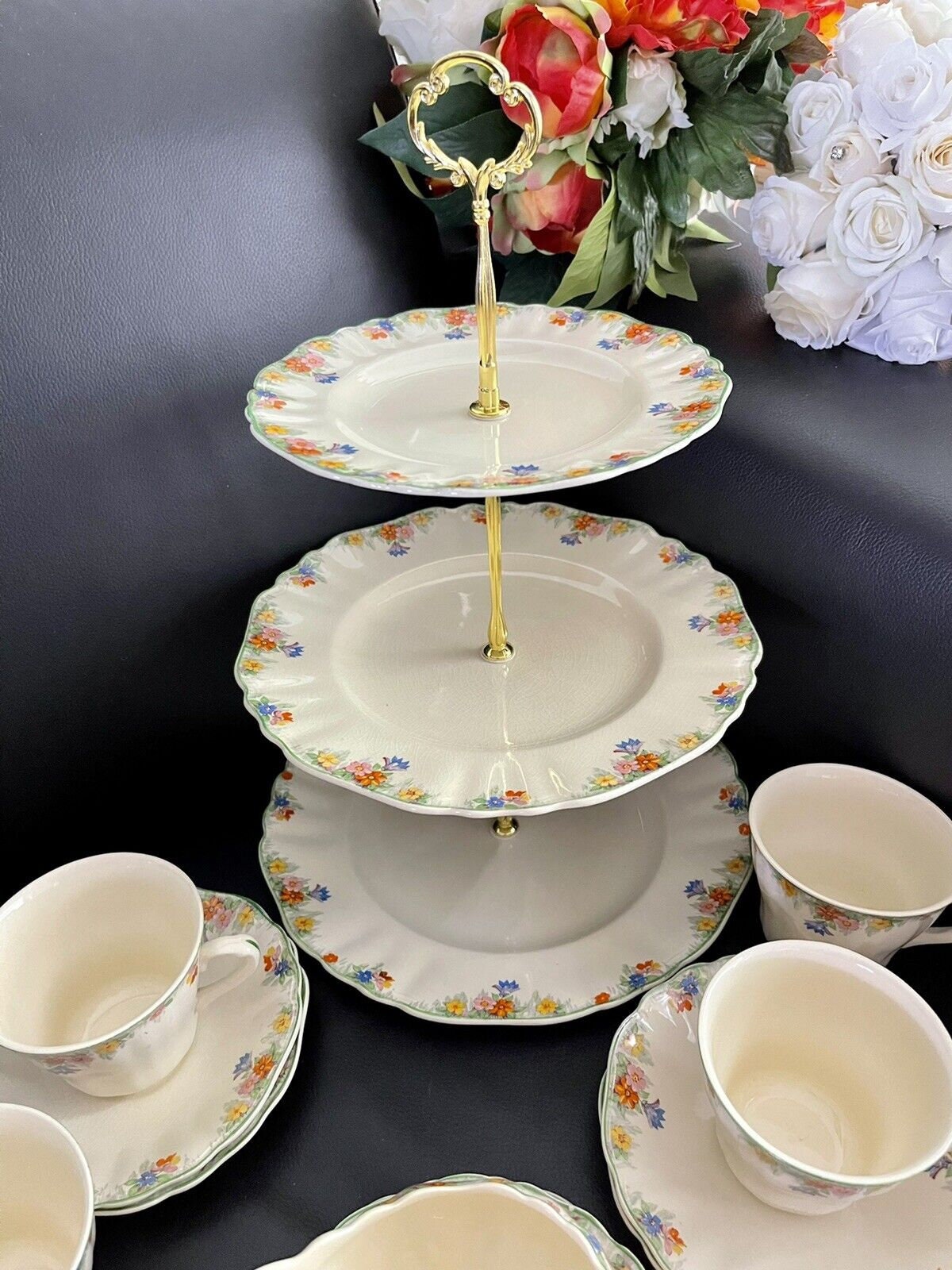 Meakin Jacobean Tea Set With Large 3-tiered Cake Stand - Etsy Australia