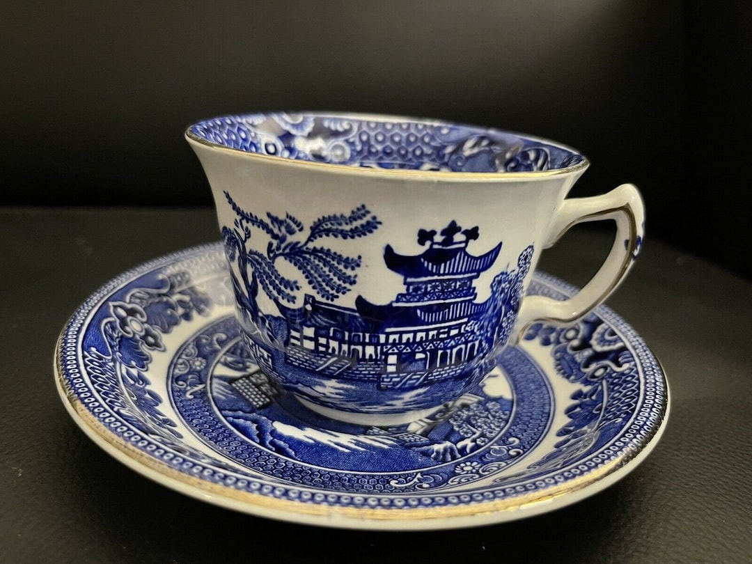 Vintage Burleigh Ware Blue Willow Tea Cup and Saucer Made in England - Etsy