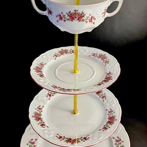 Vintage Bavaria Large 4-tiered Cake Stand With Soup Coupe, Bone China ...