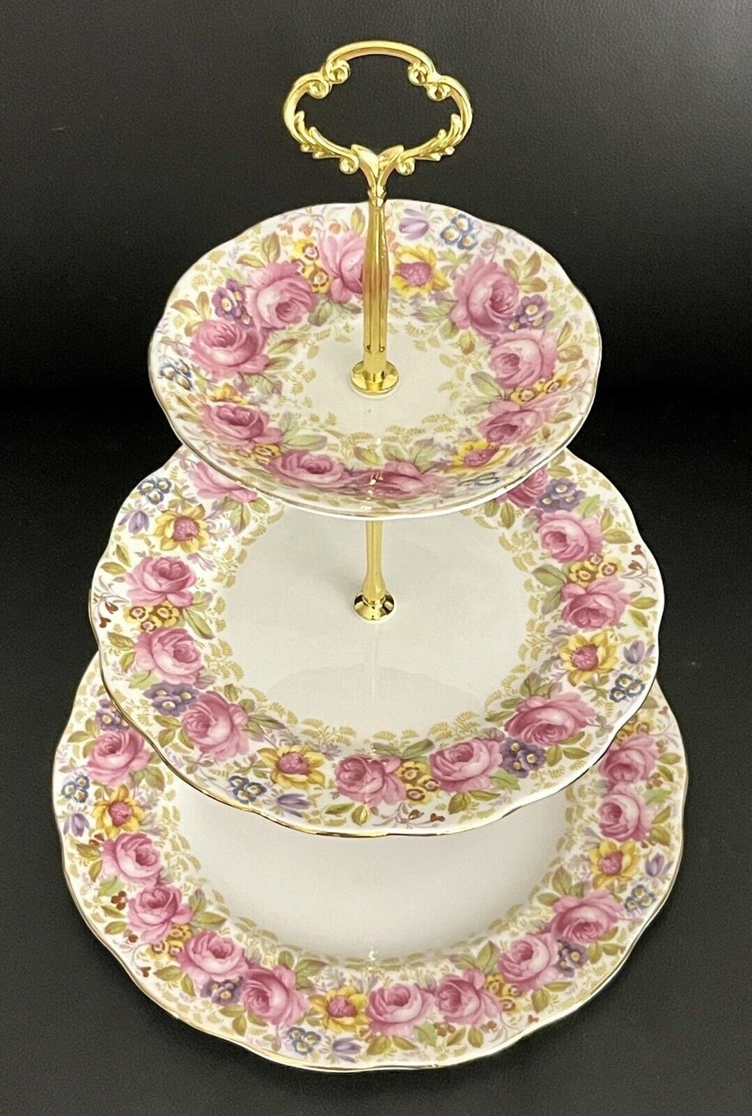 Royal Albert Serena Large High Tea 3 Tiered Cake Stand, Plates Made in ...