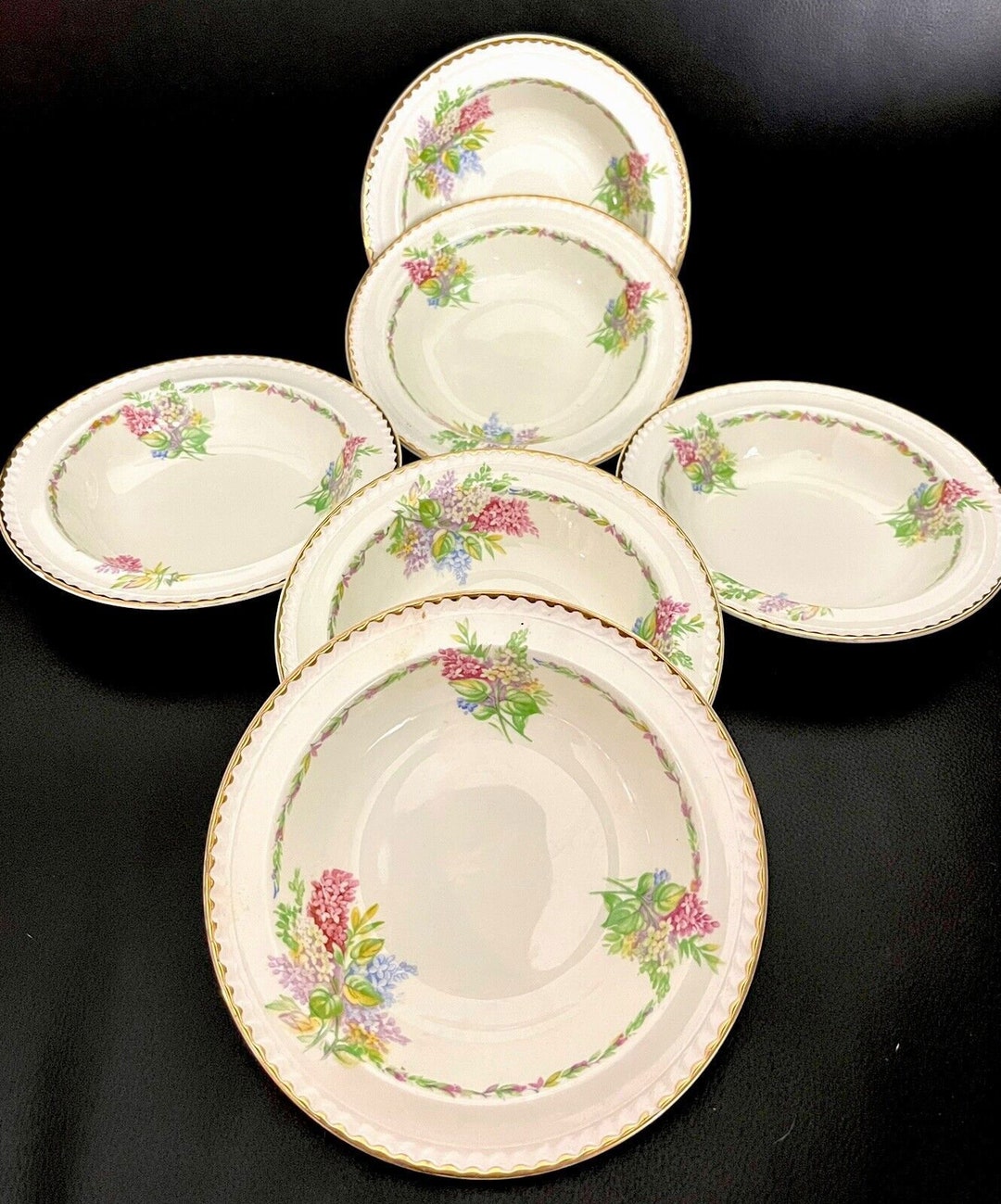 Portland Pottery Cobridge Staffordshire Set of 6 Rim Dessert Bowls ...