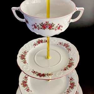 Vintage Bavaria Large 4-tiered Cake Stand With Soup Coupe, Bone China ...
