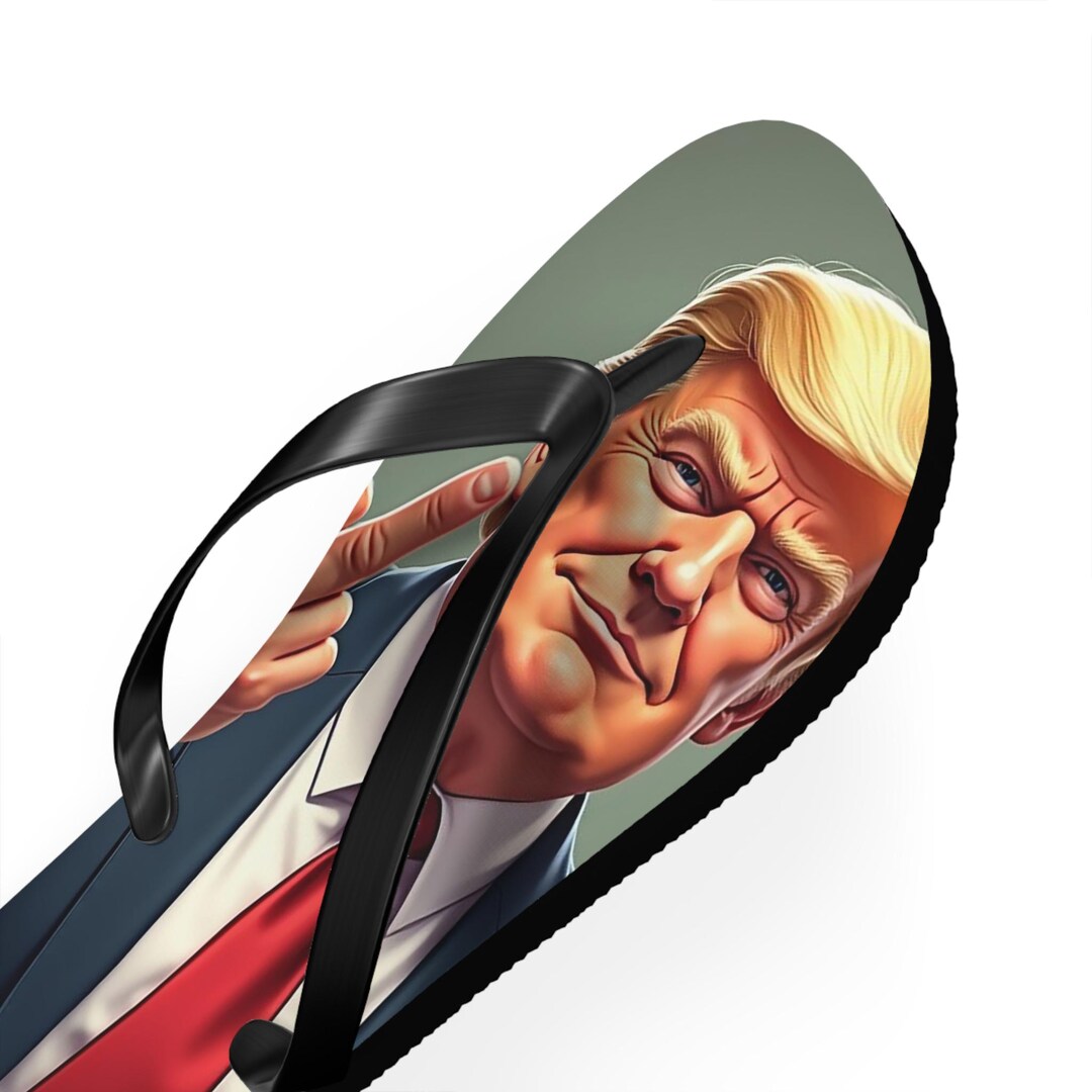 Funny Trump Middle Finger Flip Flops Political Humor Beach Sandals ...