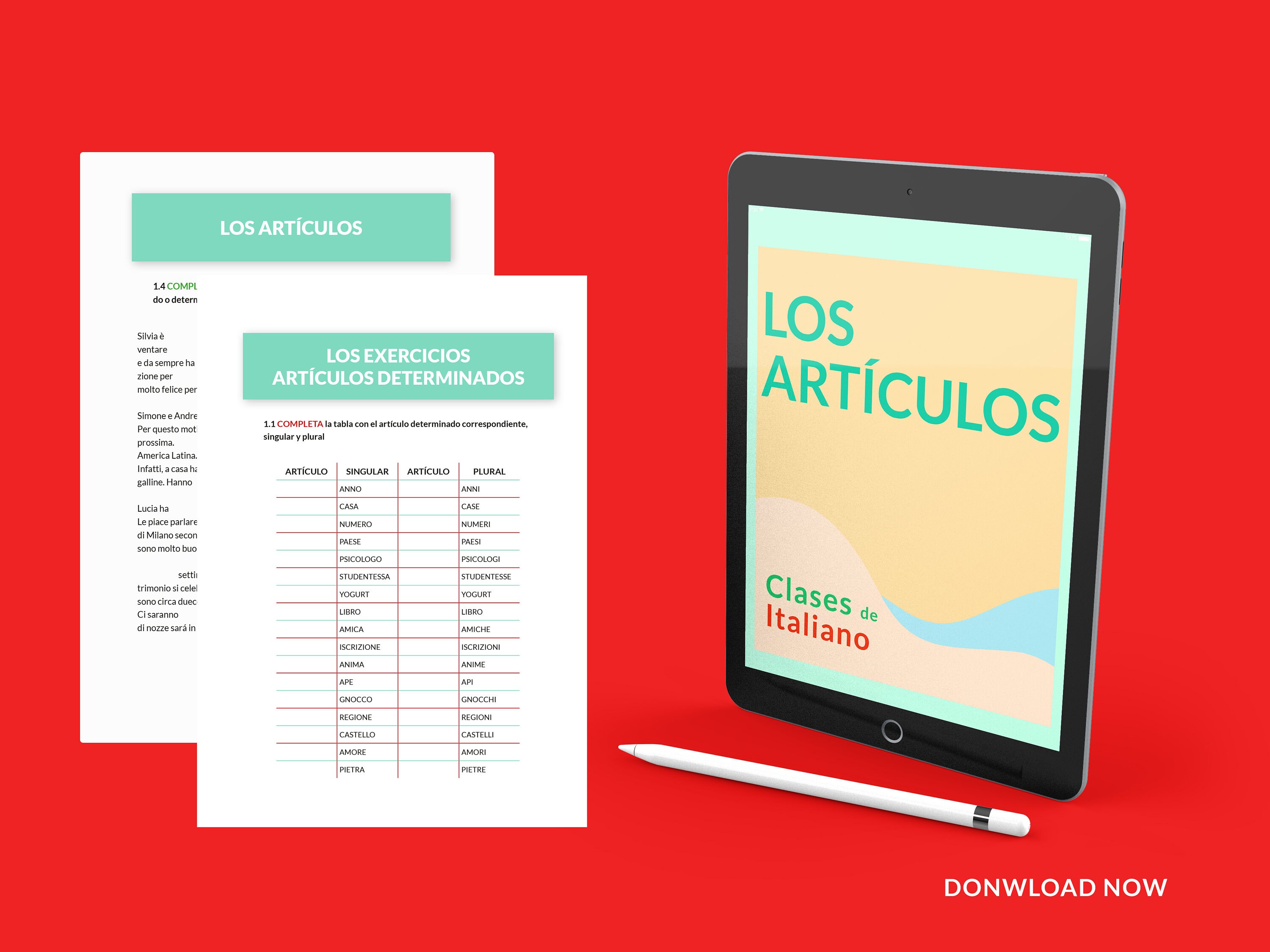 Clases de Italiano en Español: Los Artículos con ejercicios | Etsy