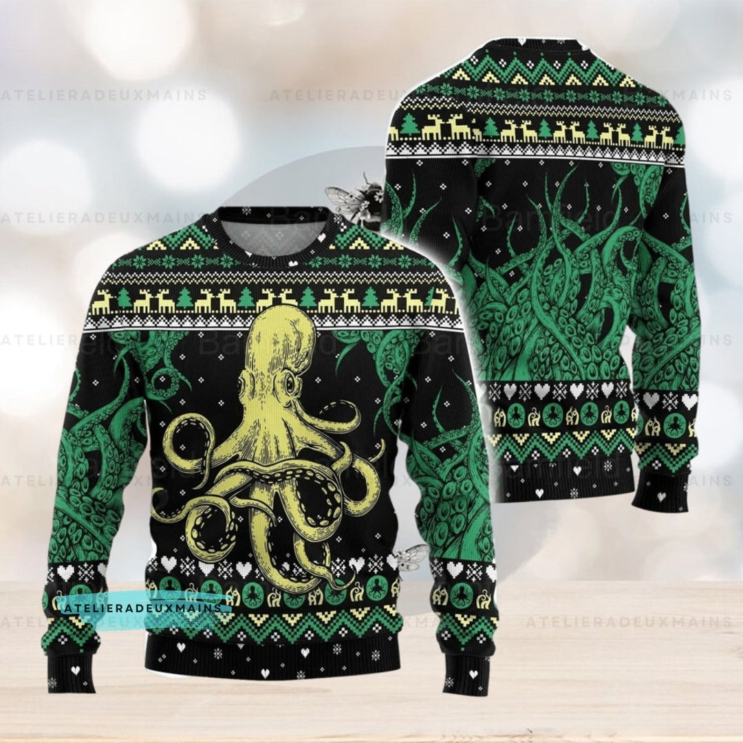 Octopus Ugly Christmas Sweater, Christmas Gifts, Christmas Ugly Sweater ...