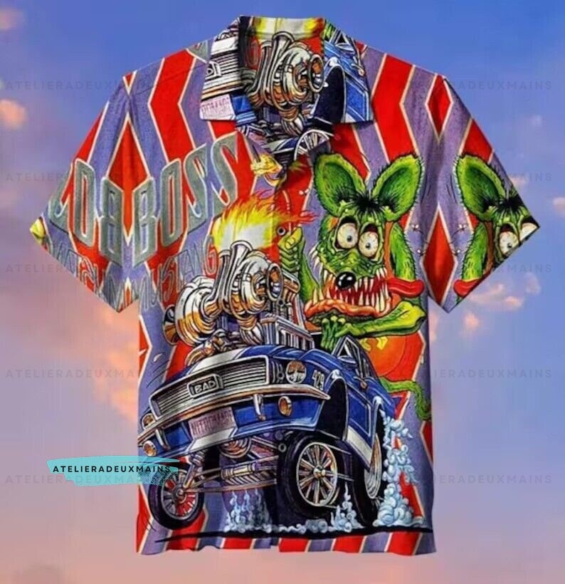 Rat Fink Rattail Hot Rod Hawaiian Shirt Chevelle Hawaiian Shirt Rat Fink Hawaiian Shirt Ed