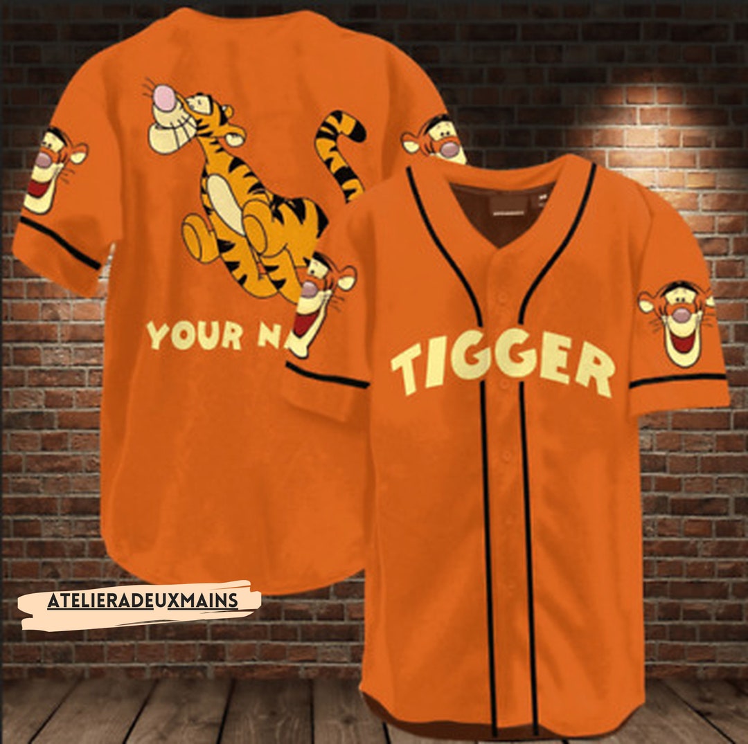 Custom Name Orange Funny Tigger 3D BASEBALL JERSEY SHIRT, Come to the ...