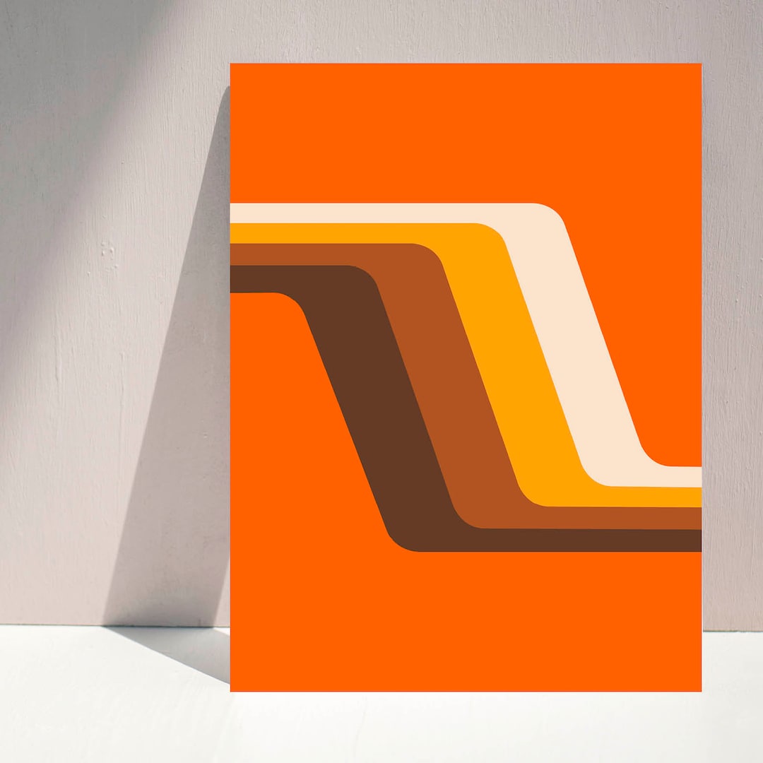 Retro Stripes Print, Printable Wall Art, Retro Wall Art, Mid Century ...