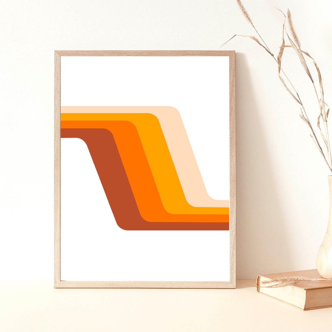 Retro Stripes Print, Printable Wall Art, Retro Wall Art, Mid Century ...