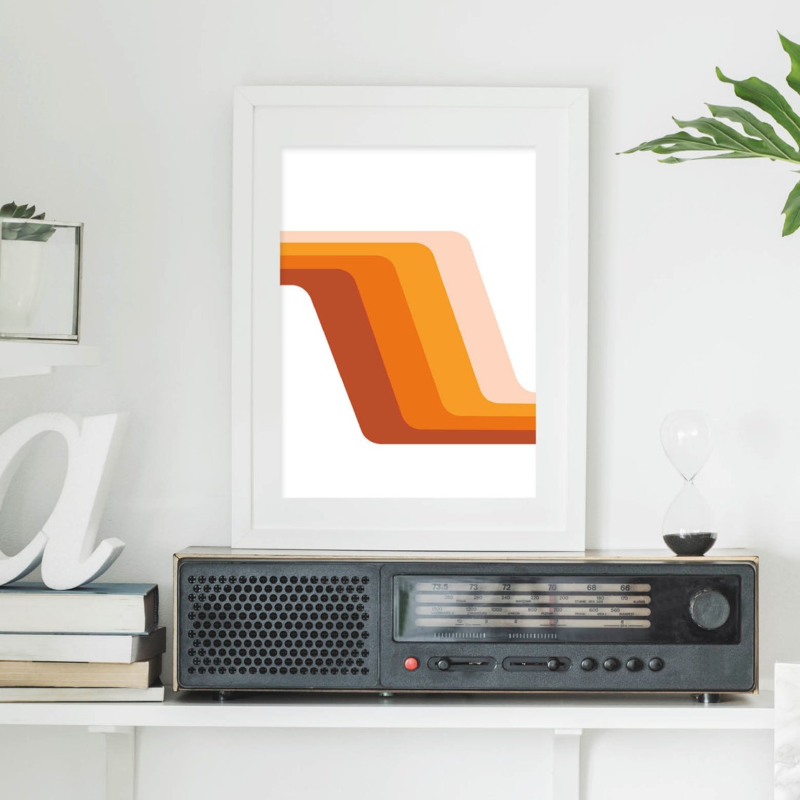 Retro stripes Print Printable Wall Art Retro Wall Art Mid | Etsy