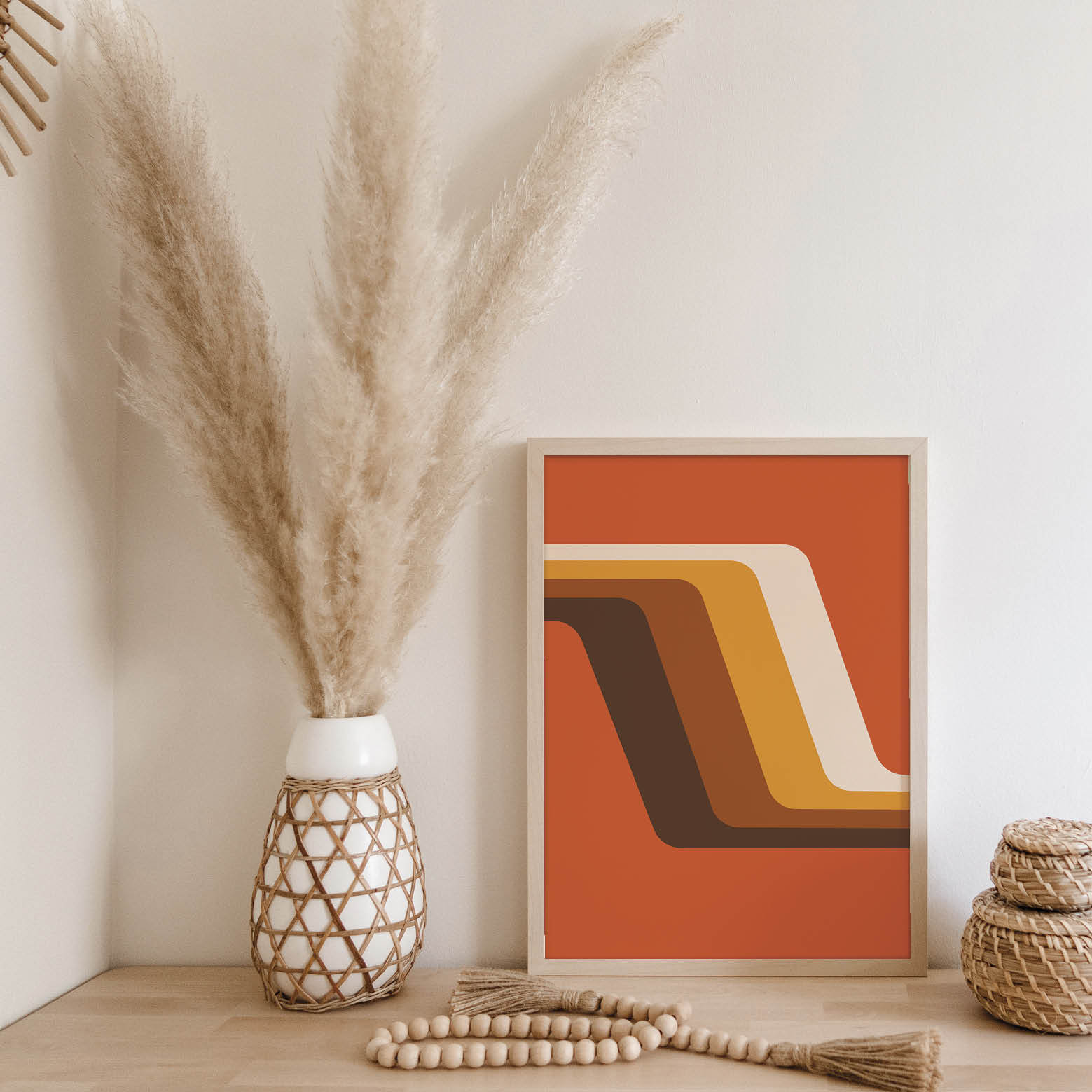 Retro Stripes Print, Printable Wall Art, Retro Wall Art, Mid Century ...