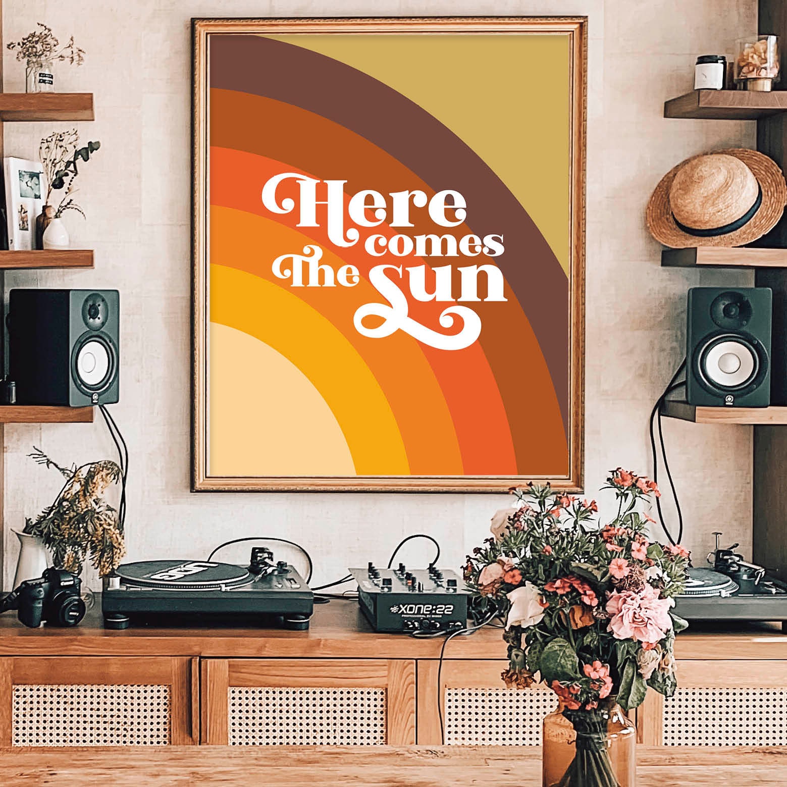 Wall Art, Here Comes the Sun, the Beatles, Lyrics, Retro Quote Print ...