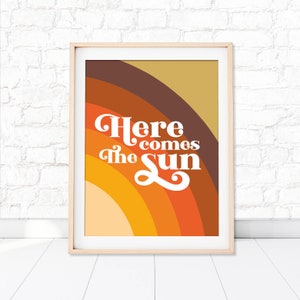 Wall Art, Here Comes the Sun, the Beatles, Lyrics, Retro Quote Print ...