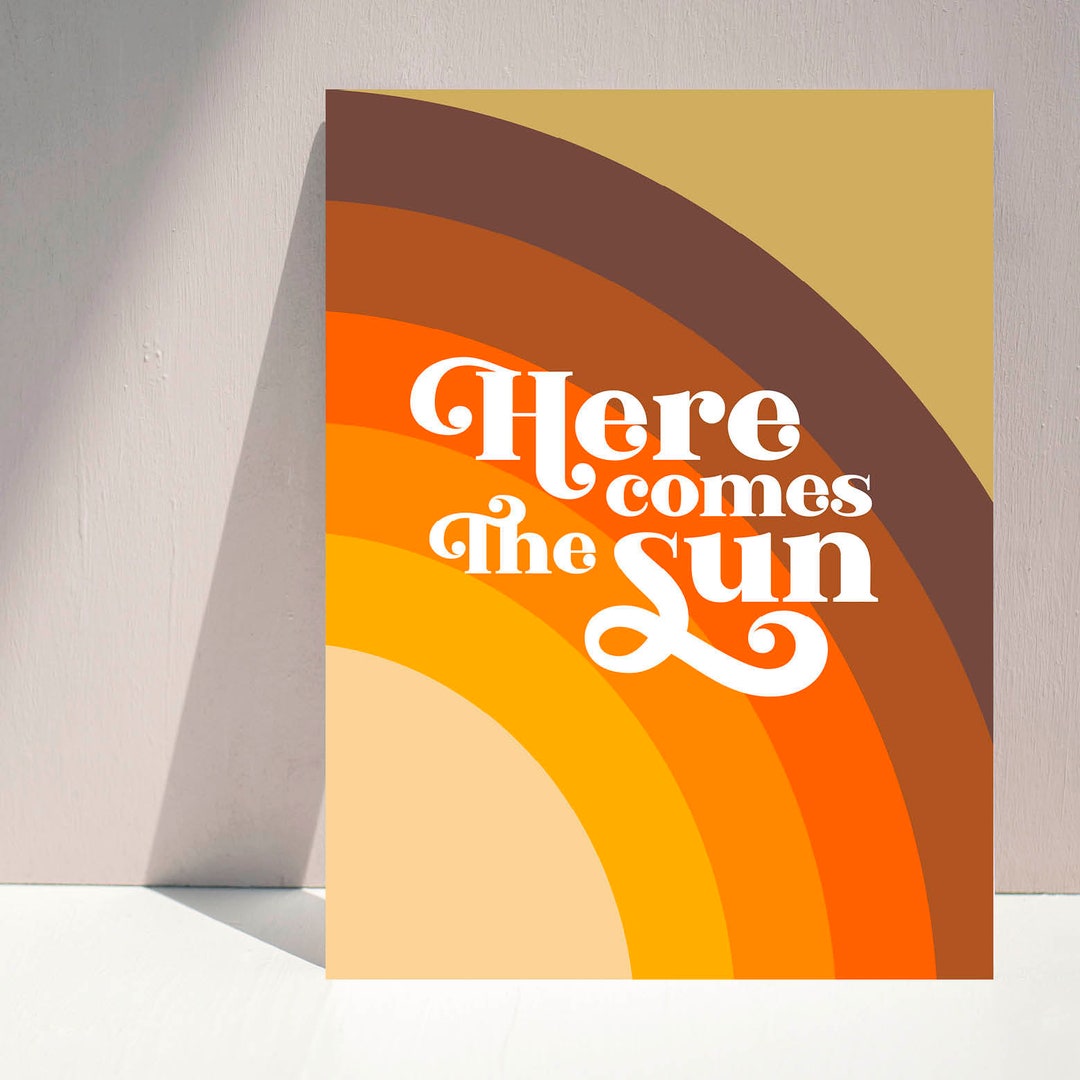 Wall Art, Here Comes the Sun, the Beatles, Lyrics, Retro Quote Print ...