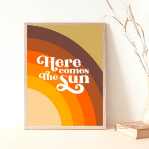 Wall Art, Here Comes the Sun, the Beatles, Lyrics, Retro Quote Print ...