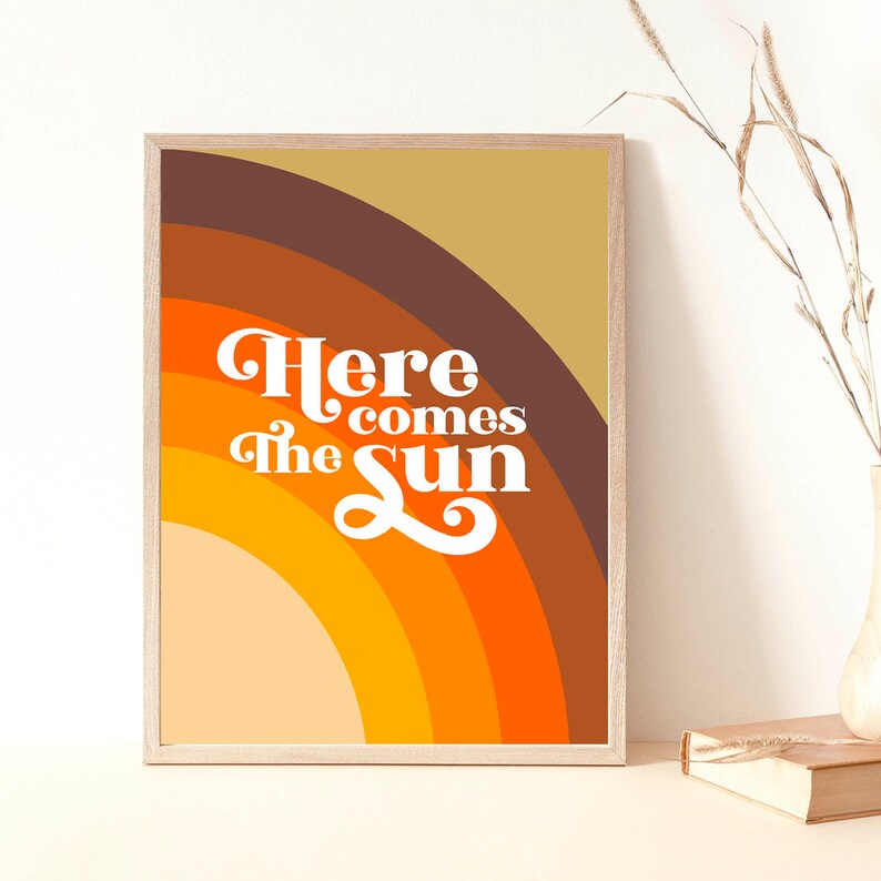 Wall Art, Here Comes the Sun, the Beatles, Lyrics, Retro Quote Print ...