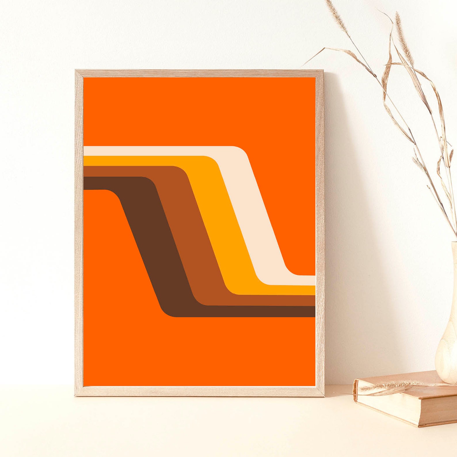 Retro Stripes Print, Printable Wall Art, Retro Wall Art, Mid Century ...