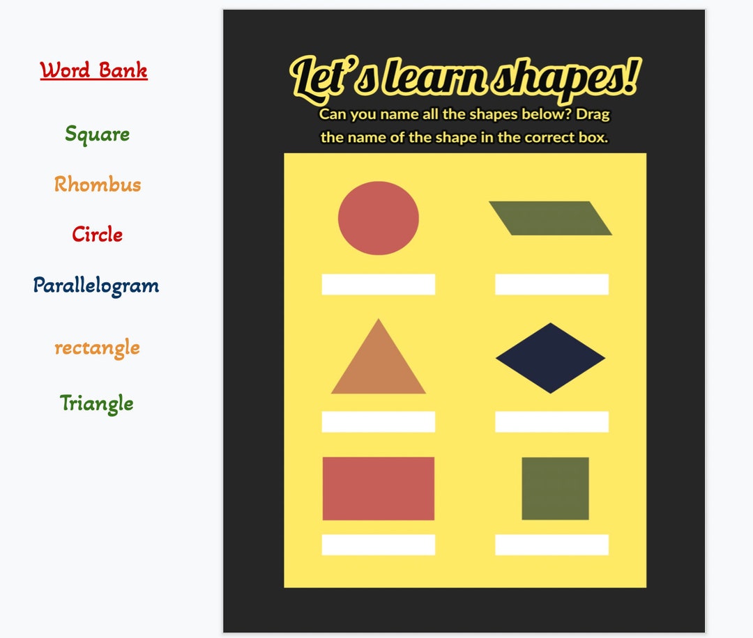 Interactive Shapes Activity - Etsy