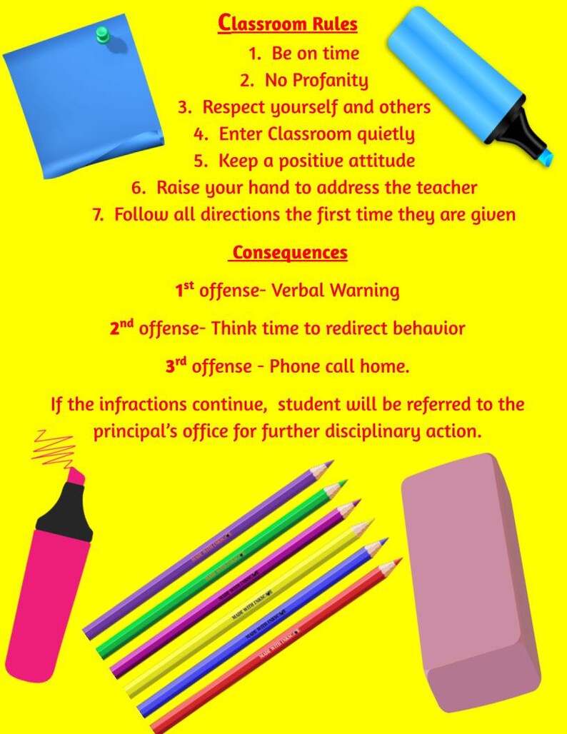 Classroom Rules Poster - Etsy
