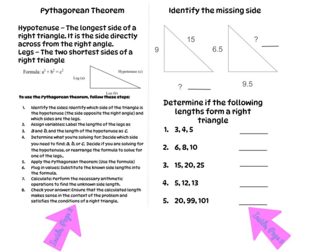 Pythagorean Theorem Foldable - Etsy