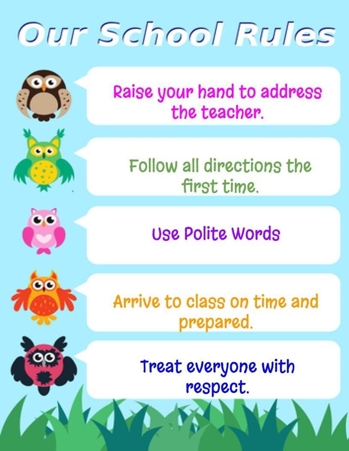 Editable Classroom Rules Poster - Etsy