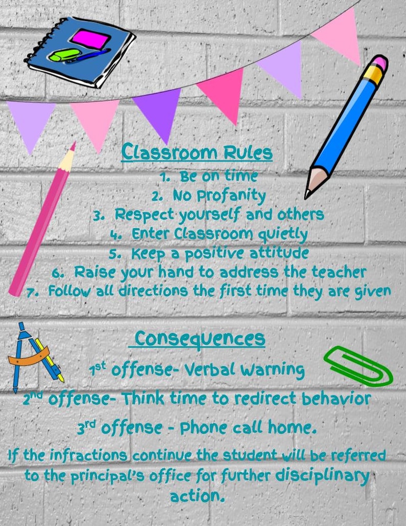 Classroom Rules Poster - Etsy
