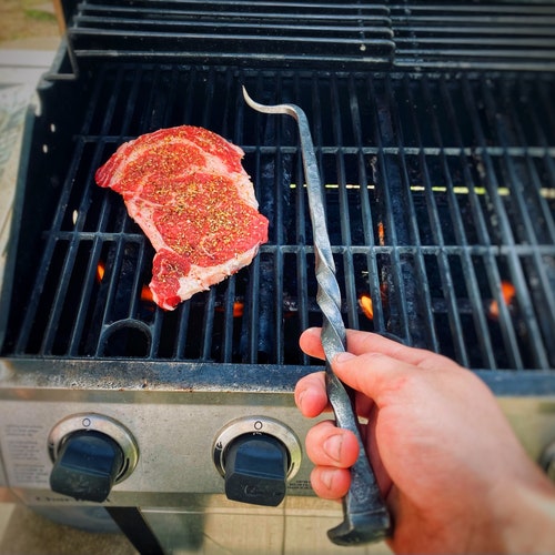 Railroad Spike Steak Flipper Meat Turner Hand Forged Iron - Etsy