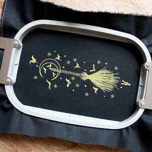 Magical Broomstick Witchcraft Halloween Embroidery Design: Bats and ...