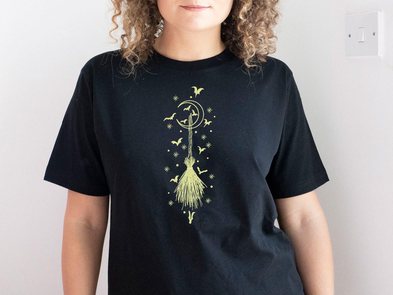 Magical Broomstick Witchcraft Halloween Embroidery Design: Bats and ...