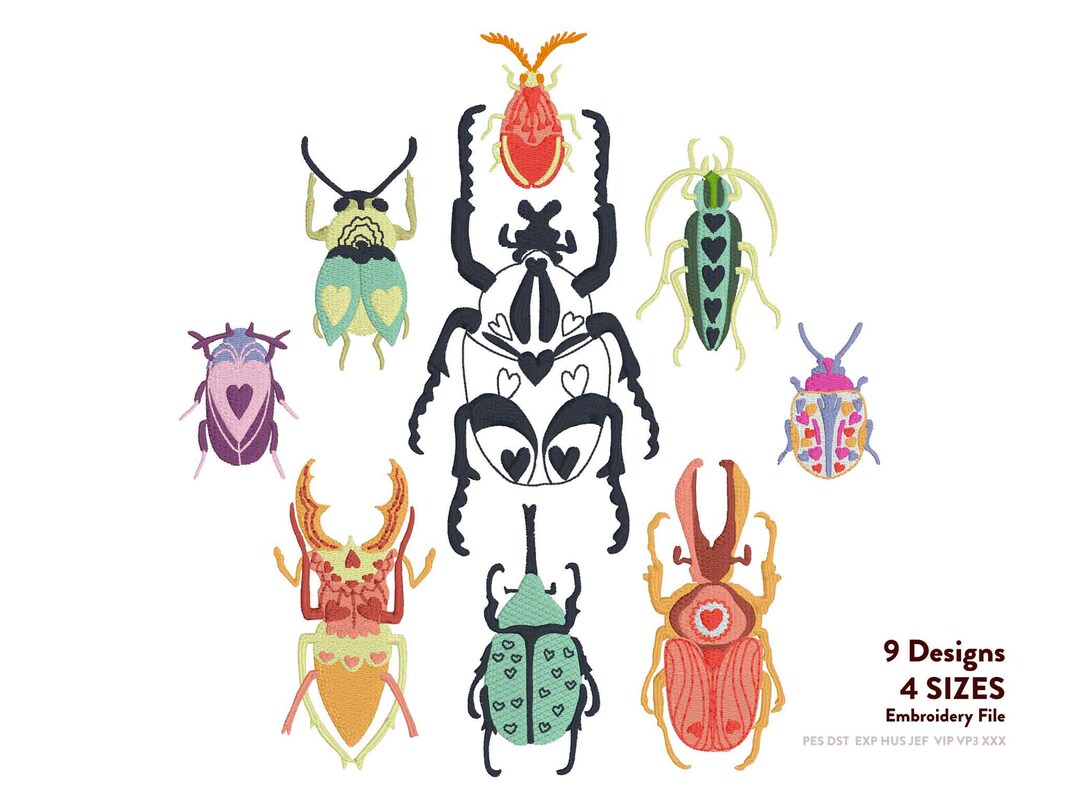 Love Bugs Machine Embroidery Design Bundle | 9 Playful Bug Designs With ...