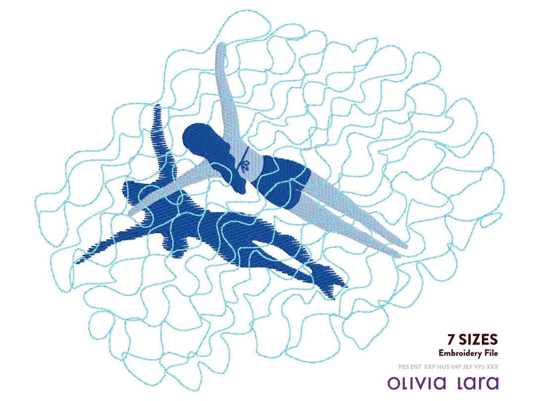 Swimmer Embroidery Design File, Water Reflection Pool - Etsy