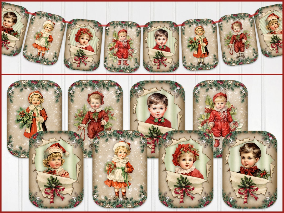 Vintage Style Christmas Banner, Garland, Christmas Bunting, Party Decor ...