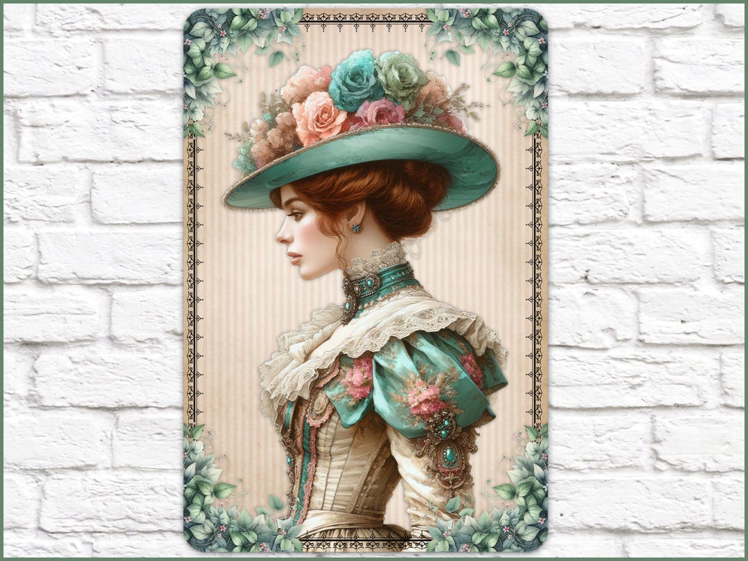 Vintage Style Sign, Victorian Woman, Shabby Chic Sign, Metal Sign ...