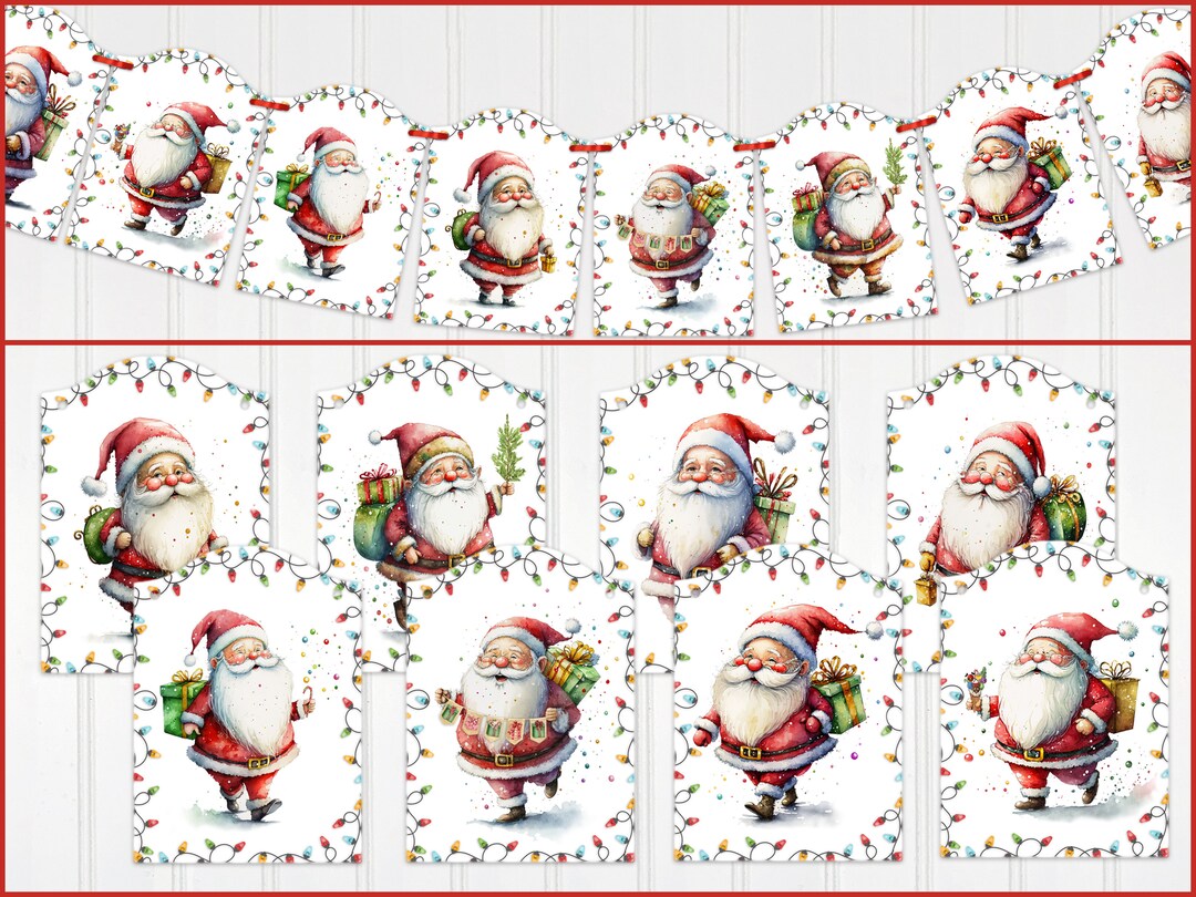 Cute Santa Claus, Christmas Banner, Garland, Bunting, Party Banner ...