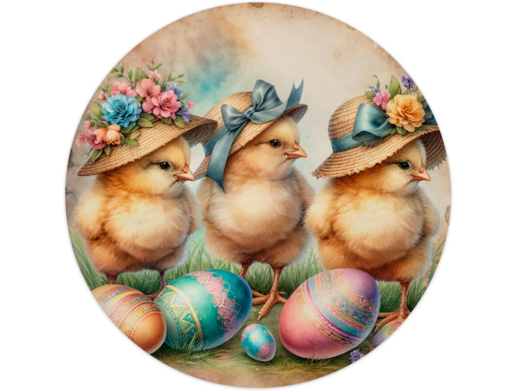 Easter Metal Sign, Chic Sign, Spring Sign, Easter Decor, Round Wreath ...