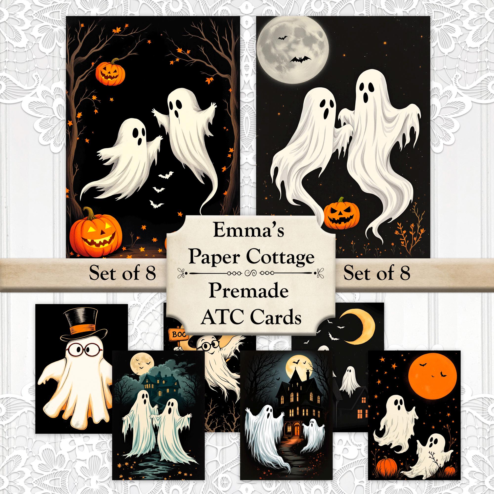 Halloween Ghost ATC Cards, Fall Atc Cards, Tags, Scrapbook Supplies ...