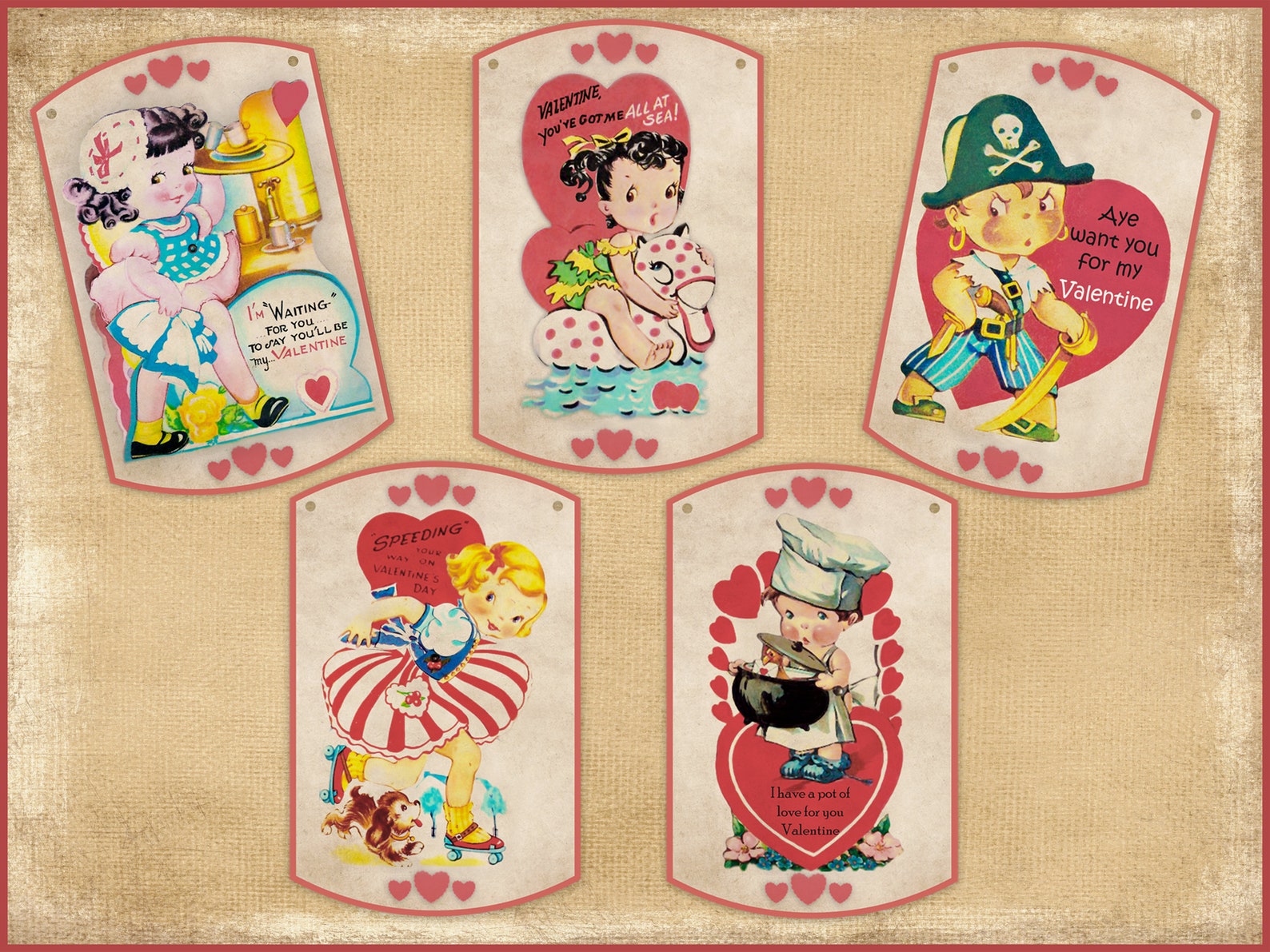 Vintage Style, Valentine's Day Banner, Garland, Valentine Bunting ...