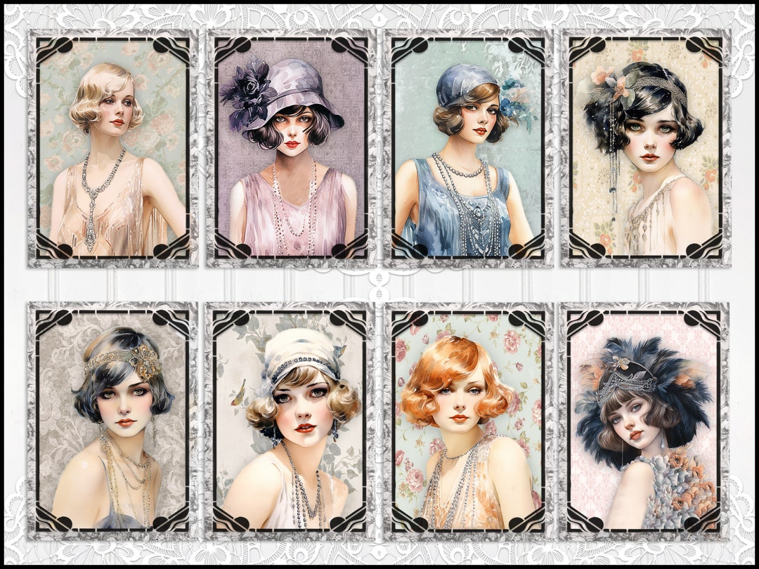 Vintage Style, Flapper Women, Atc Cards, Tags, Scrapbook Supplies, Junk ...