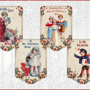 Vintage Style Valentine Banner, Vintage Children, Valentine Garland ...