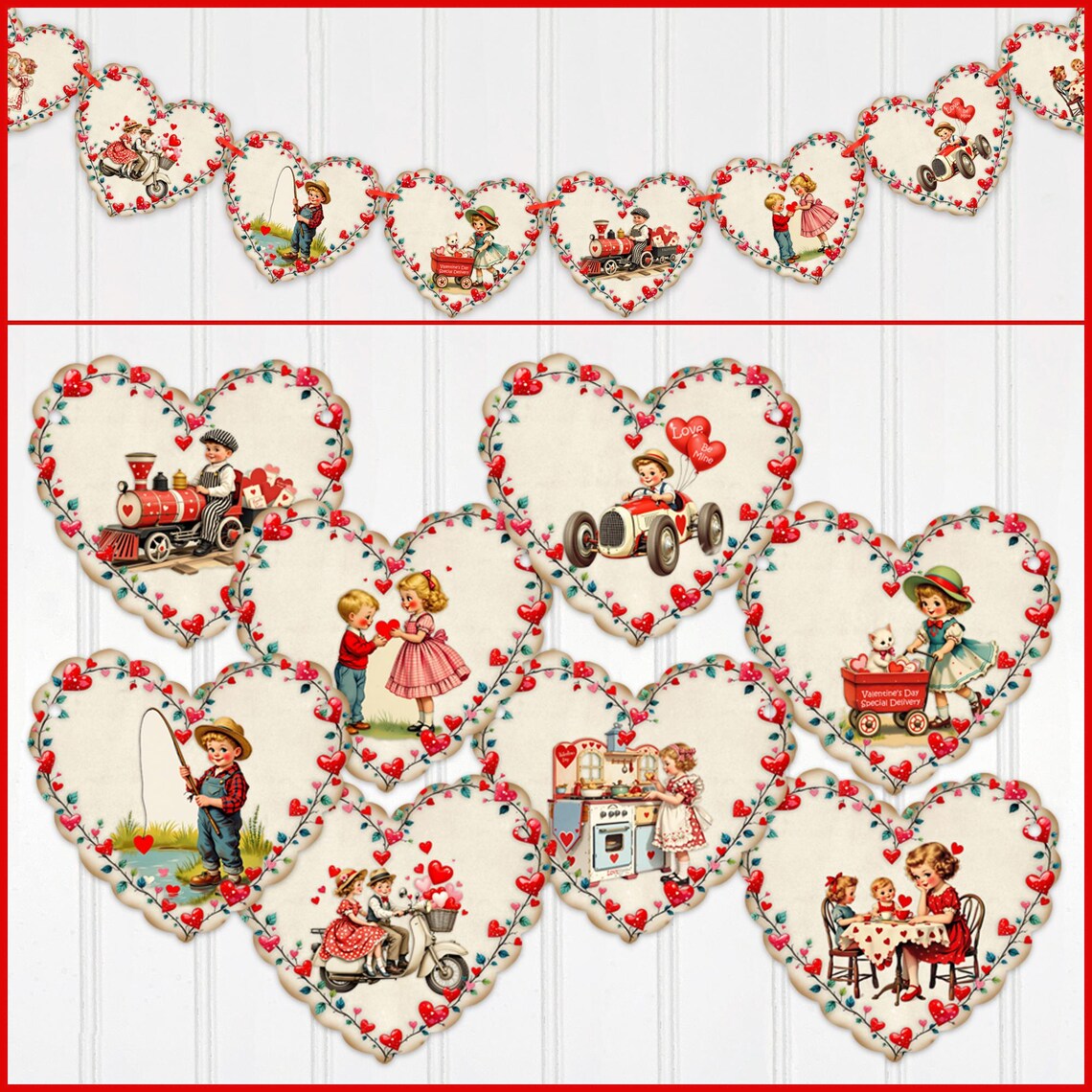 Retro Style Valentine's Day Banner, Valentine Garland, Valentine ...