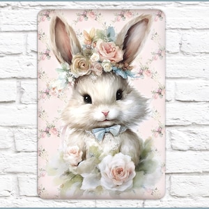Cute Bunny Sign, Metal Sign, Aluminum Sign, Farmhouse Decor, Spring ...