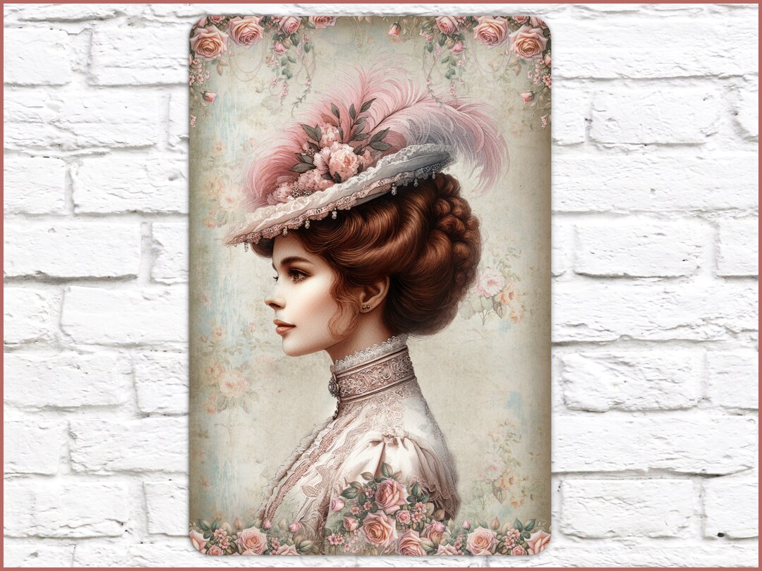 Vintage Style Sign, Victorian Woman, Shabby Chic Sign, Metal Sign ...