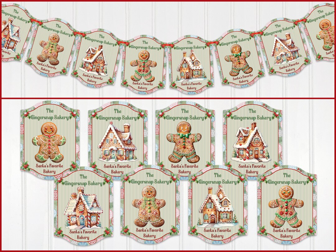 Christmas Banner, Gingerbread Banner, Christmas Decor, Bunting, Party ...